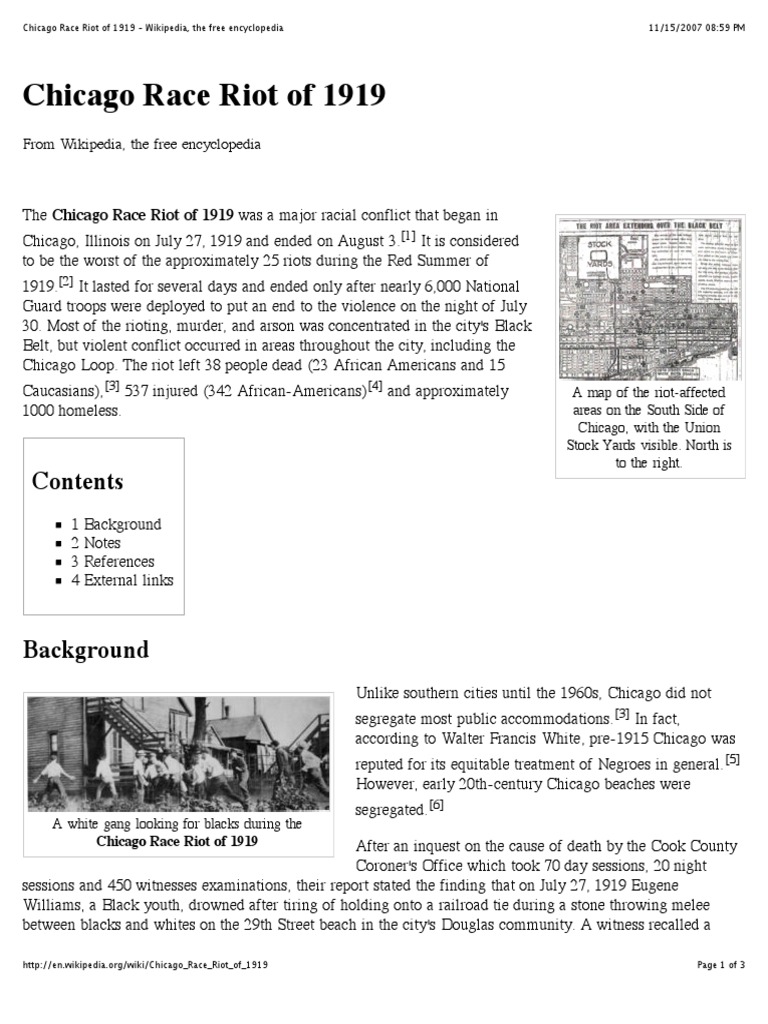 Chicago Race Riot of 1919 - Wikipedia, The Free Encyclopedia | PDF ...