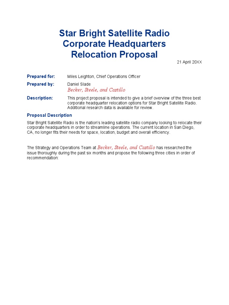 Star Bright Satellite Proposal 2 | PDF | Dallas | Economies