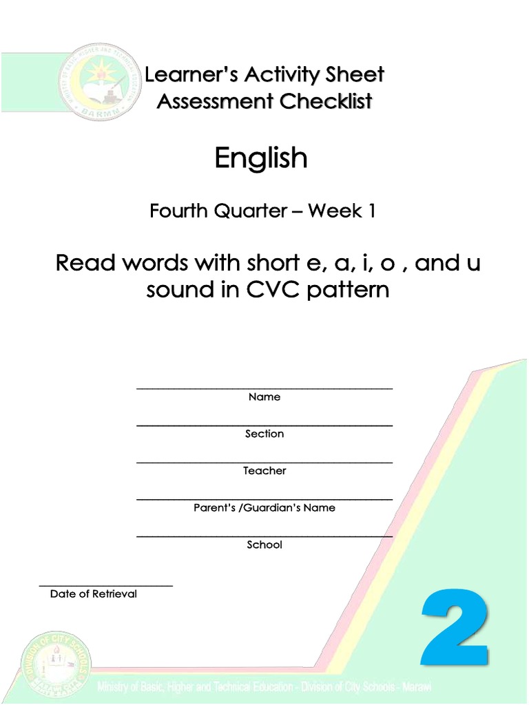 Grade 2 English: CVC Sounds Week 1 | PDF | Phonics | Learning