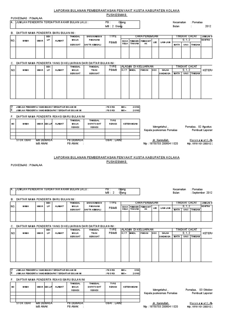 Laporan Kusta (Version 1) | PDF