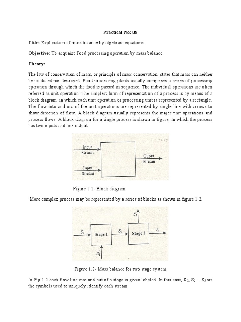 Mass Balance Calculations for Food Processing Operations | PDF ...
