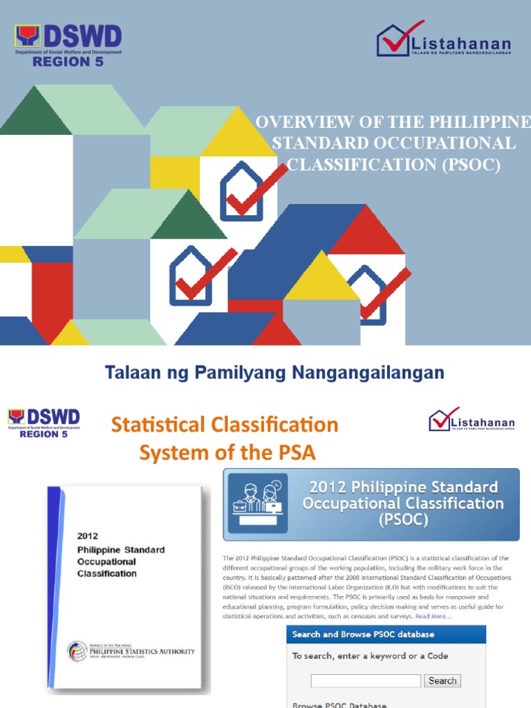 Overview of The Philippine Standard Occupational Classification (Psoc ...