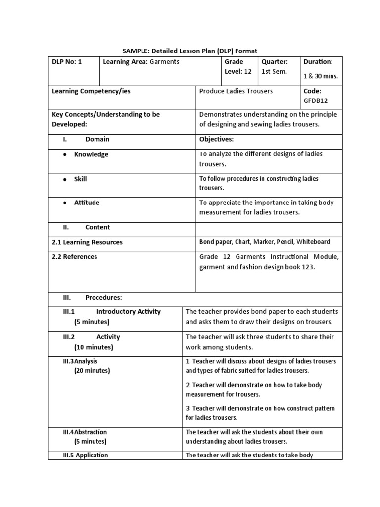 Iplan Garments | PDF | Lesson Plan | Applied Psychology