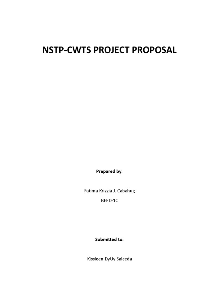 Nstp-Cwts Project Proposal: Prepared by | PDF | Behavior Modification ...