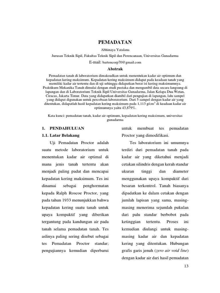 Uji Pemadatan Tanah di Laboratorium | PDF