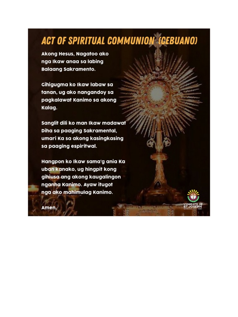Act of Spiritual Communion (Cebuano) | PDF