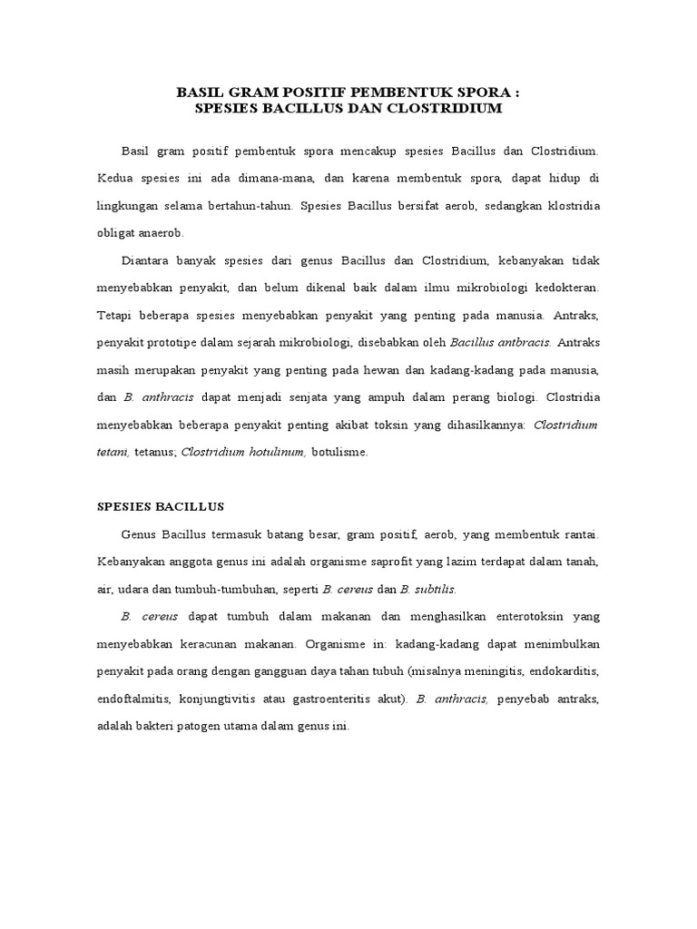 Bakteri Gram Positif Pembuat Spora | PDF | Griya & Taman | Kesehatan ...
