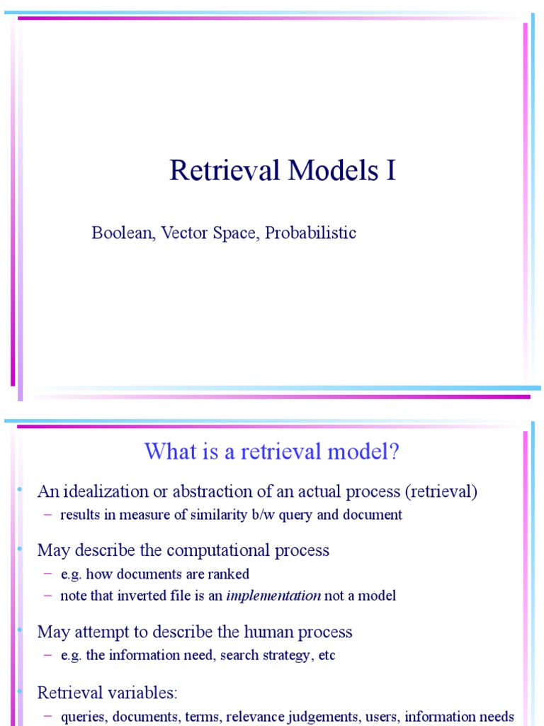 Retrieval Models I: Boolean, Vector Space, Probabilistic | PDF ...