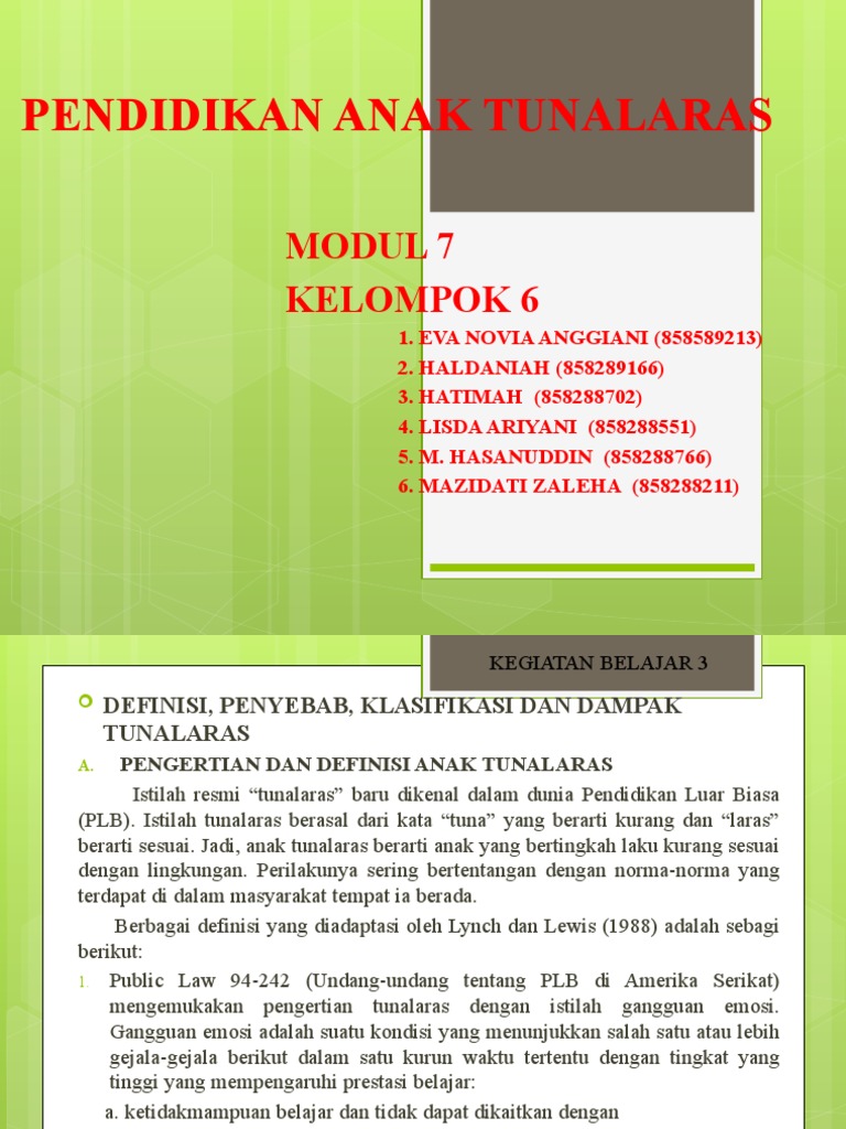 Abk Kel 6 Pendidikan Anak Tunalaras | PDF