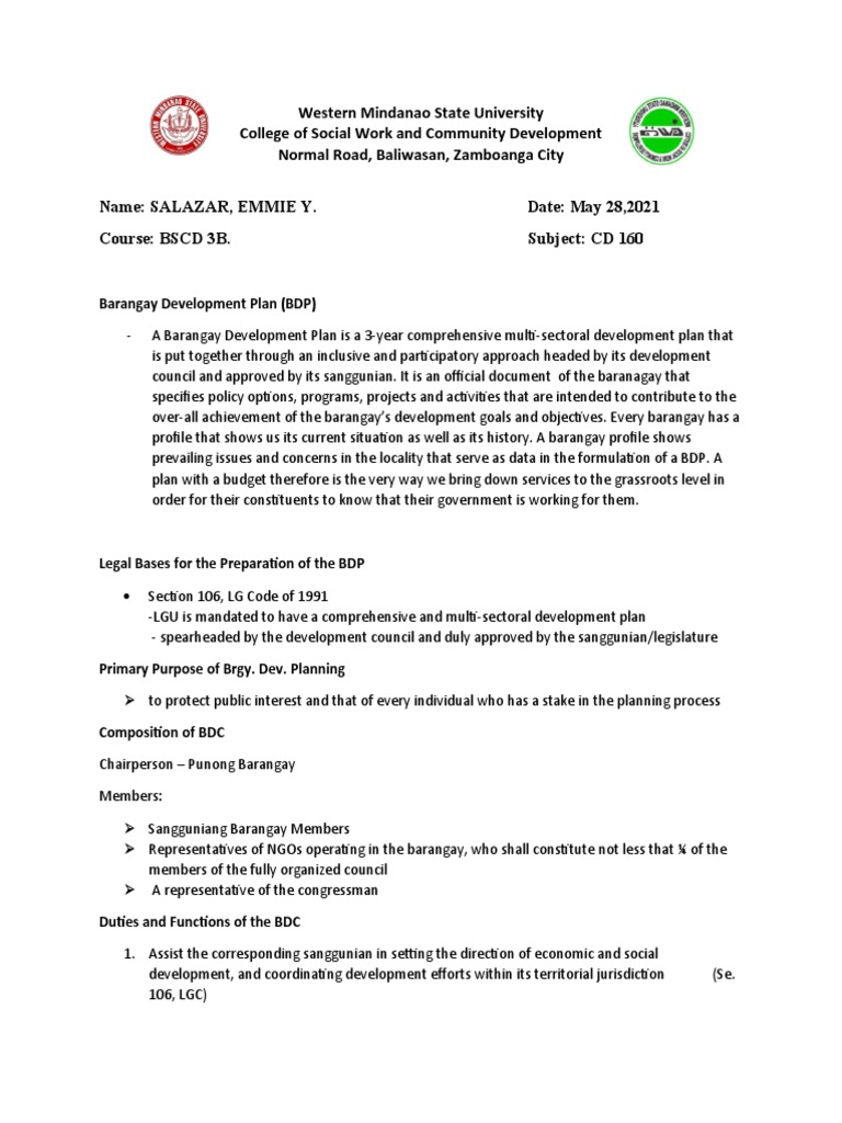 Barangay Development Plan | PDF | Monitoring And Evaluation | Evaluation