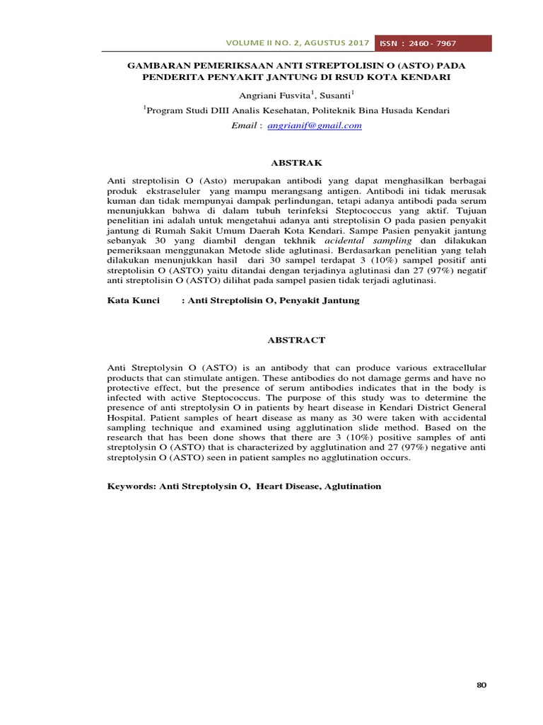 C. Gambaran Pemeriksaan Anti Streptolisin O (ASTO) Pada Penderita ...