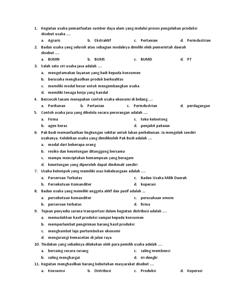KUIS IPS-Kegiatan Ekonomi Dan Pengaruhnya Terhadap Masyarakat | PDF