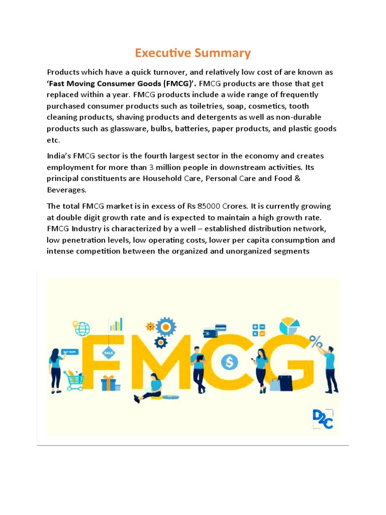 Executive Summary: Fast Moving Consumer Goods (FMCG) '. FMCG Products ...