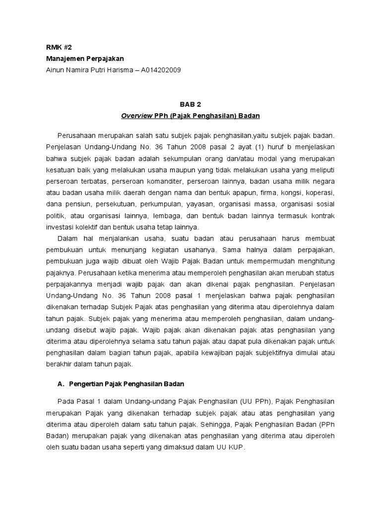 RMK BAB 2 - Overview PPH Badan | PDF
