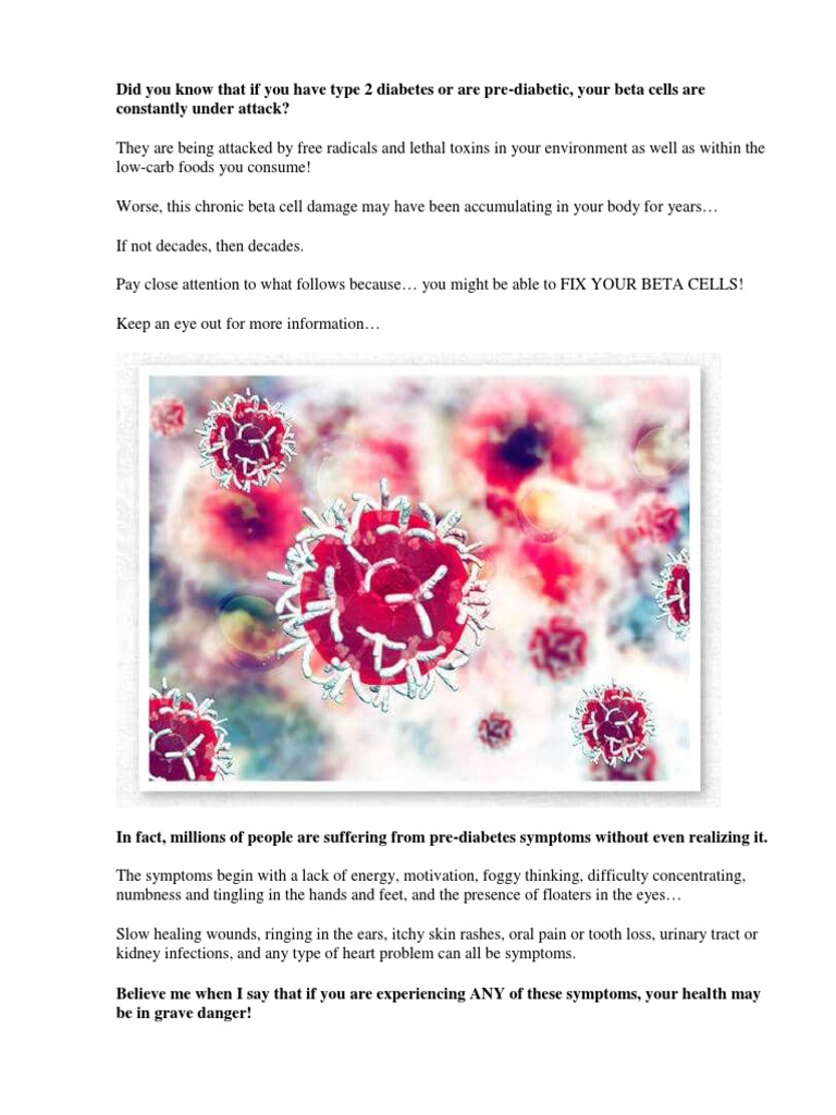 Gluco20: Boost Beta Cell Health | PDF | Dietary Supplements | Symptom