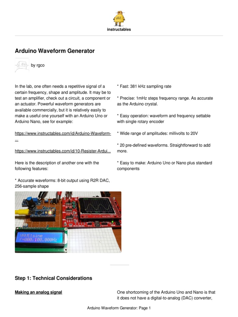Arduino Waveform Generator: Step 1: Technical Considerations | PDF ...