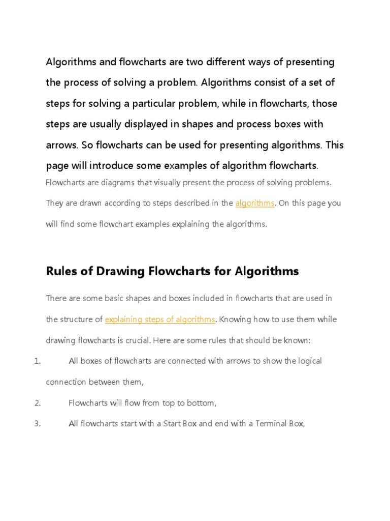 Algorithms and Flowcharts Are Two Different Ways of Presenting The ...