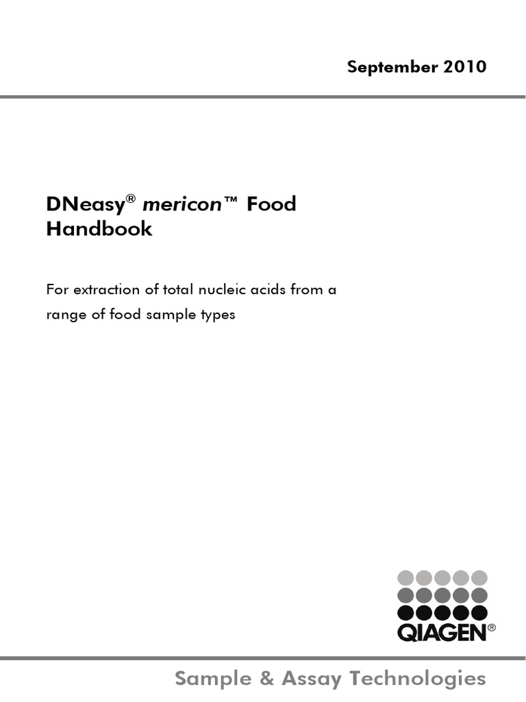 Mericon™ Food: Dneasy Handbook | PDF | Qiagen | Precipitation (Chemistry)