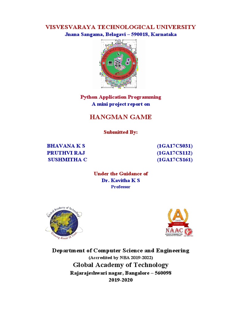 Python Project Report Hangmanpdf Pdf Python Programming Language Application Software 0842