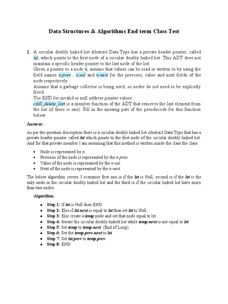Solution Endterm DSA | Descargar gratis PDF | Queue (Abstract Data Type ... Solution Endterm DSA | Descargar gratis PDF | Queue (Abstract Data Type ...