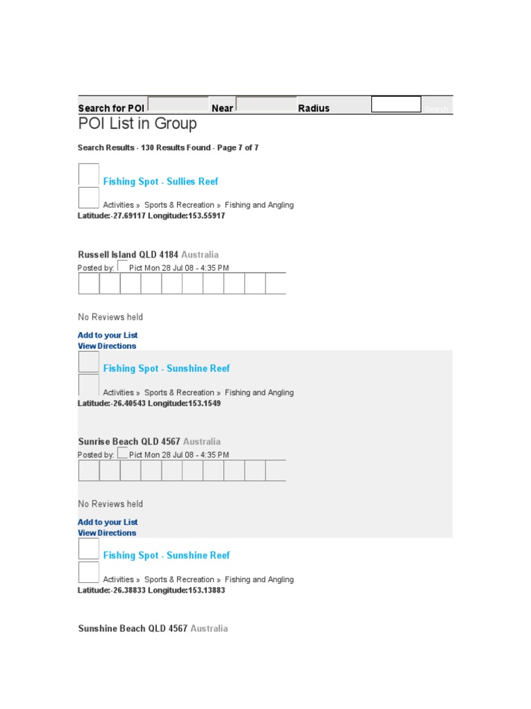 Und Australia: POI List in Group | PDF | Queensland | Hobbies