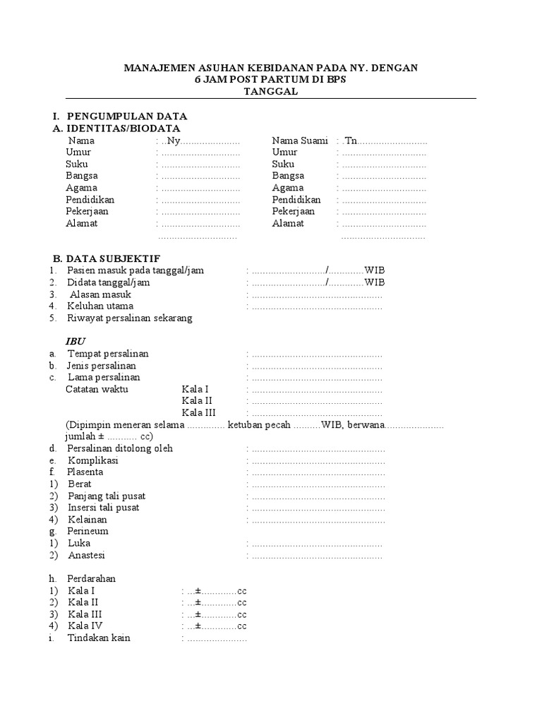 Manajemen Asuhan Kebidanan Post Partum | PDF