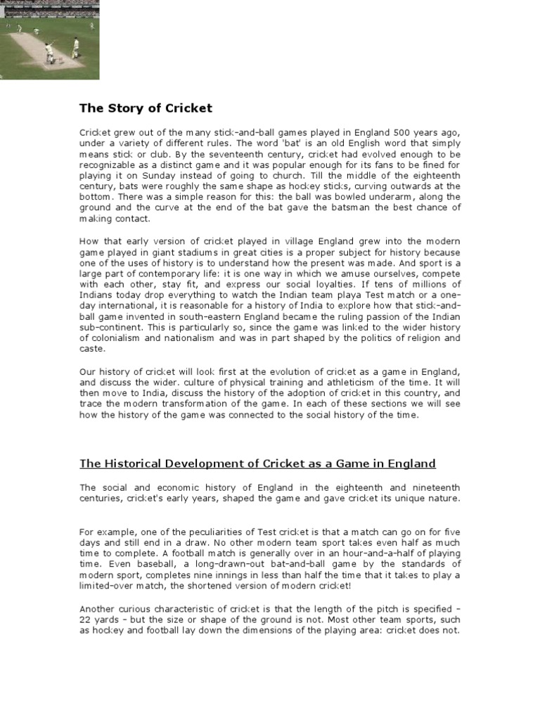 The Story of Cricket | PDF | Bowling (Cricket) | Teams