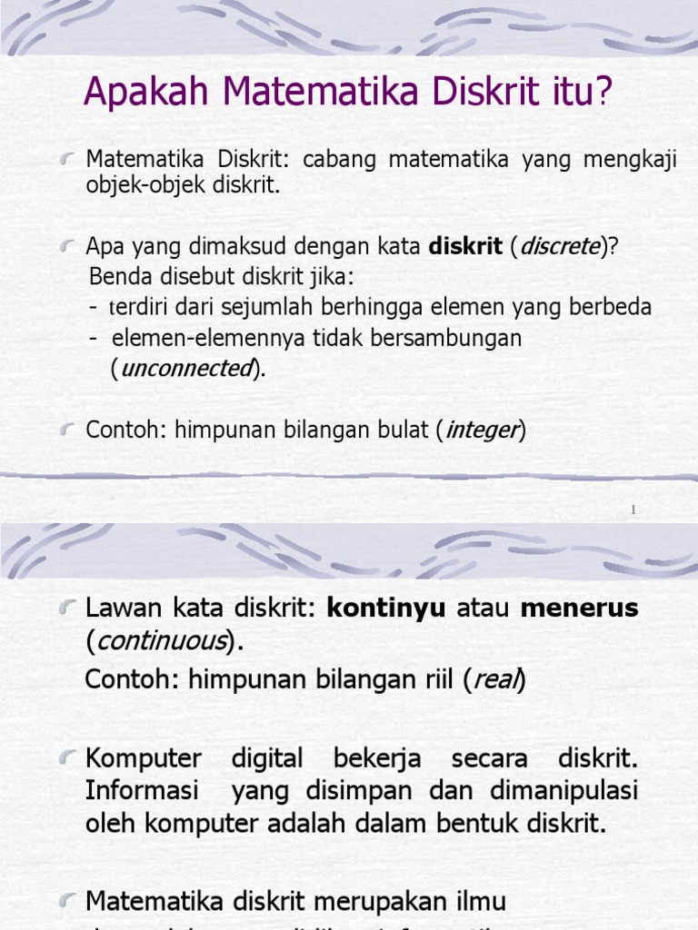 MD 01 Pengantar Matematika Diskrit | PDF | Komputer