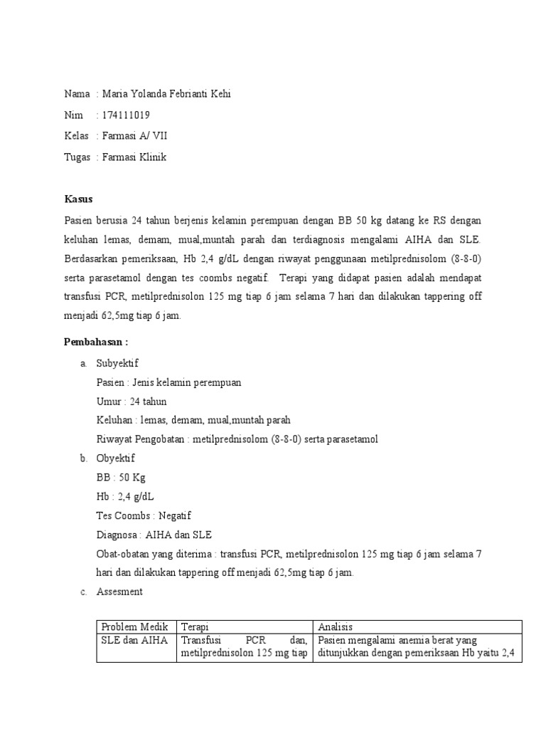 Tgas Kasus SLE | PDF | Kesehatan Holistik | Sains & Matematika