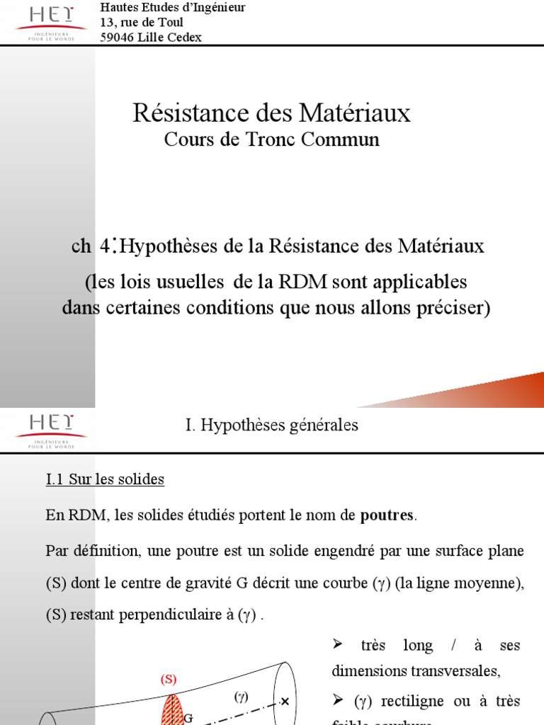 02 Hypothèses de La RDM - Torseur de Cohésion | Descargar gratis PDF ...