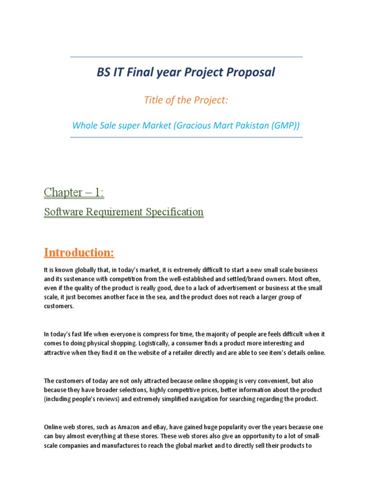 BS IT Final Year Project Proposal: Chapter - 1 | PDF | Online Shopping ...