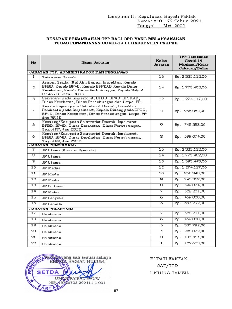 77 - Lampiran II SK TPP PNS 2021 | PDF