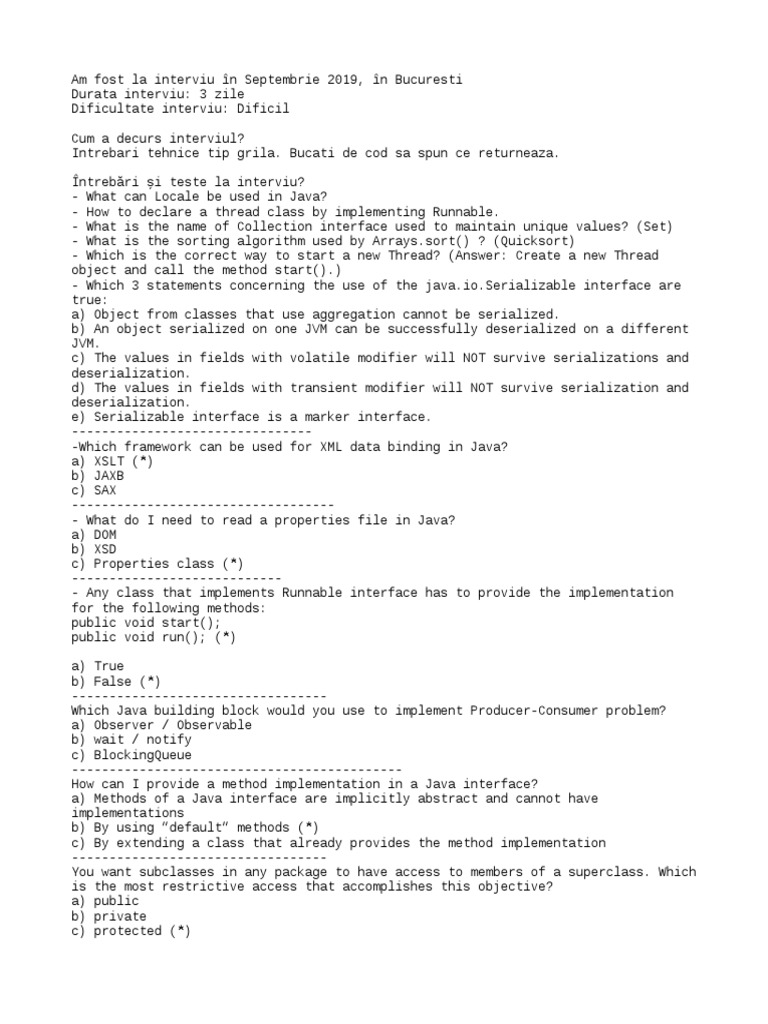 Interviu Thales | PDF | Method (Computer Programming) | Inheritance (Object Oriented Programming)