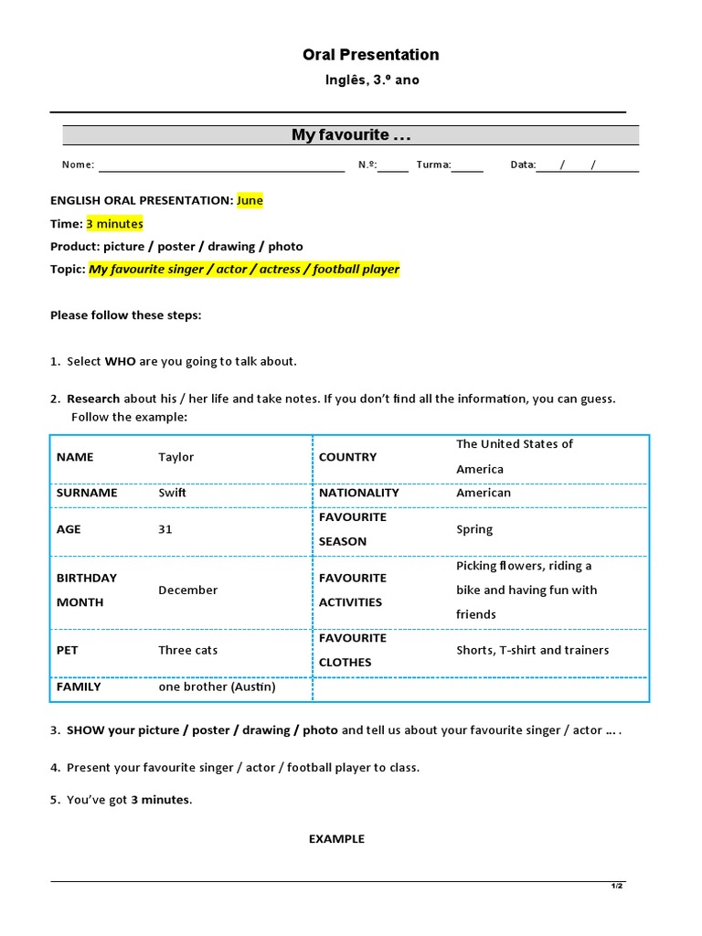 My Favourite Singer Presentation Guide | PDF
