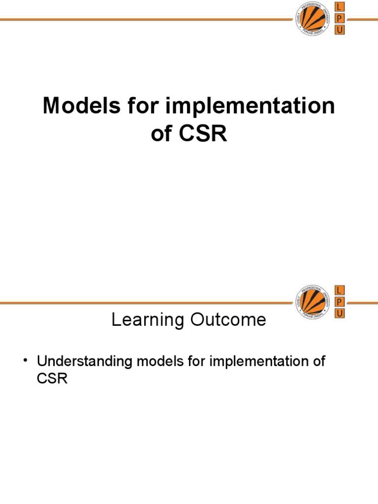 Models For Implemntation of CSR | PDF | Corporate Social Responsibility ...