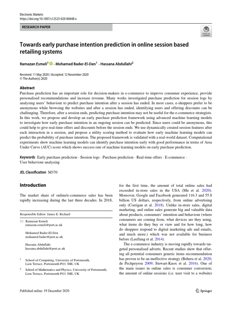 Towards Early Purchase Intention Prediction in Online Session Based ...