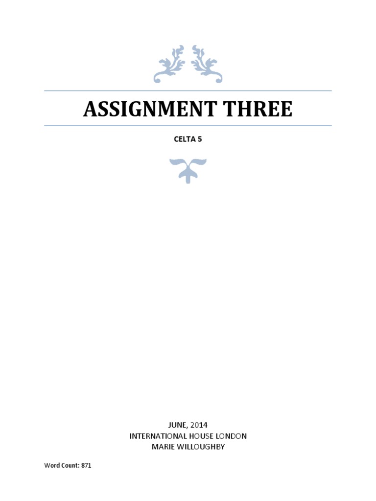 CELTA Assignment 3 | PDF | Vocabulary | Question