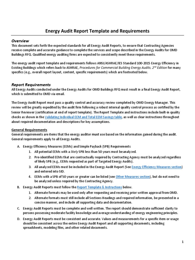 Energy Audit Report Template and Requirements | PDF | British Thermal ...
