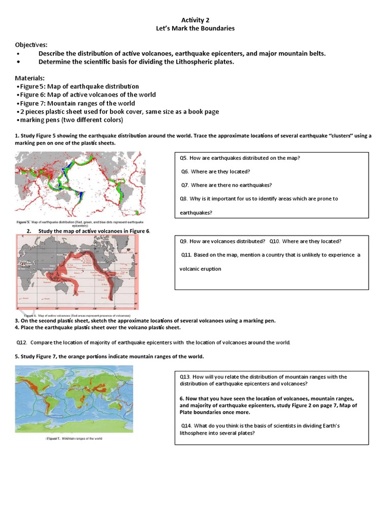 Activity 2: Marking Plate Boundaries | PDF | Volcano | Earthquakes