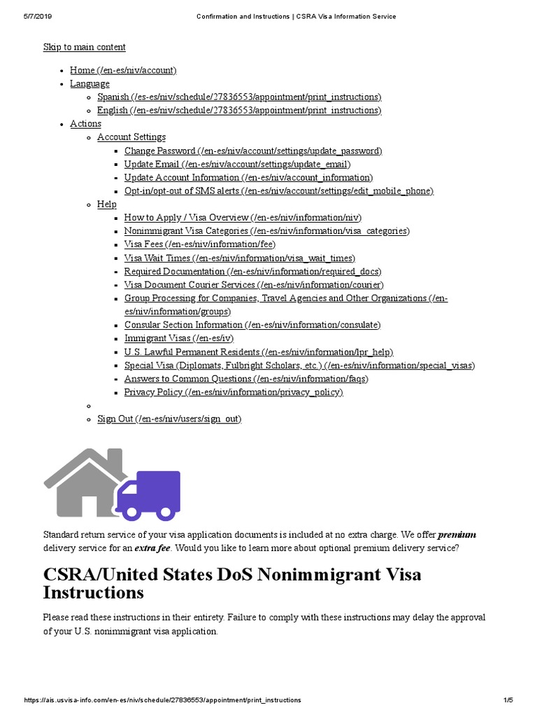 Confirmation and Instructions - Visa Information Service | PDF | Travel ...