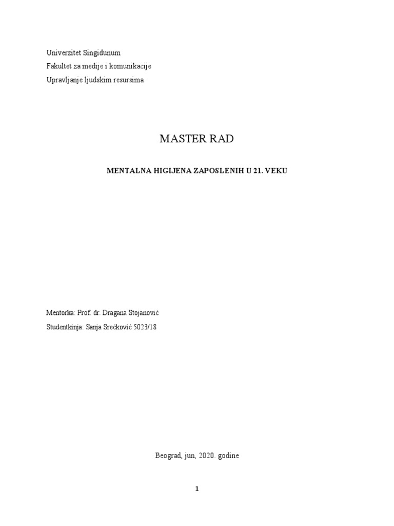 Master Rad Sanja Sreckovic | PDF