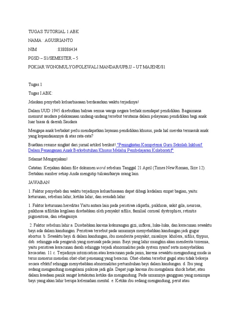 Tugas Tutorial 1 Abk | PDF