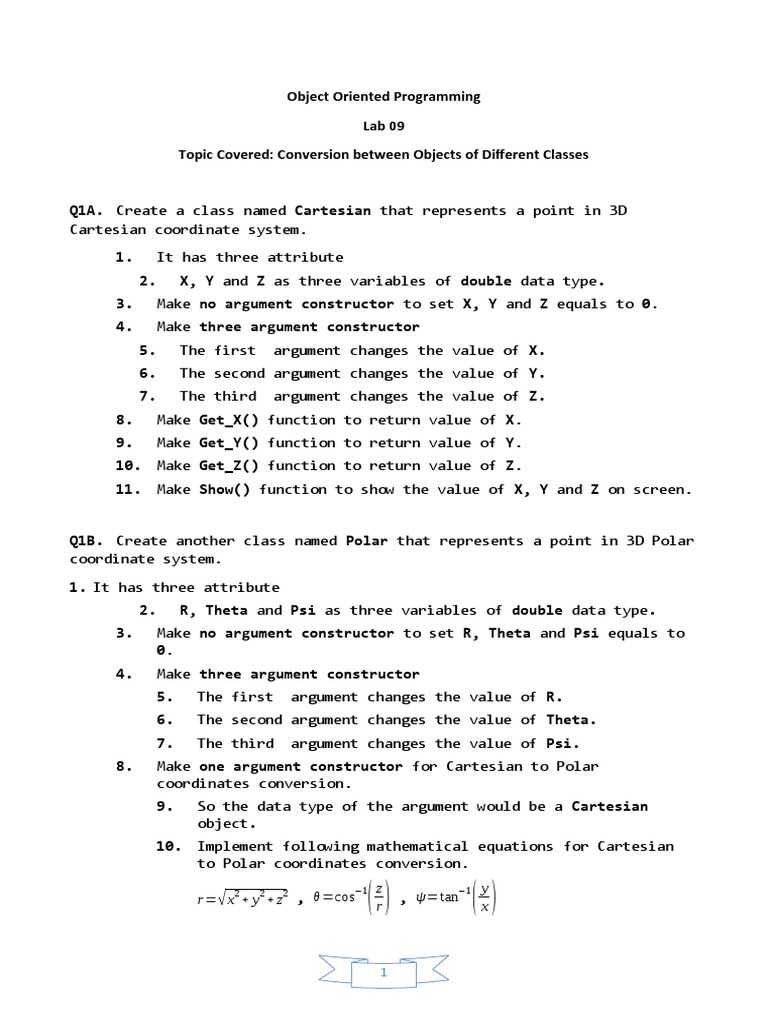 Lab 09 Pdf Parameter Computer Programming Constructor Object Oriented Programming