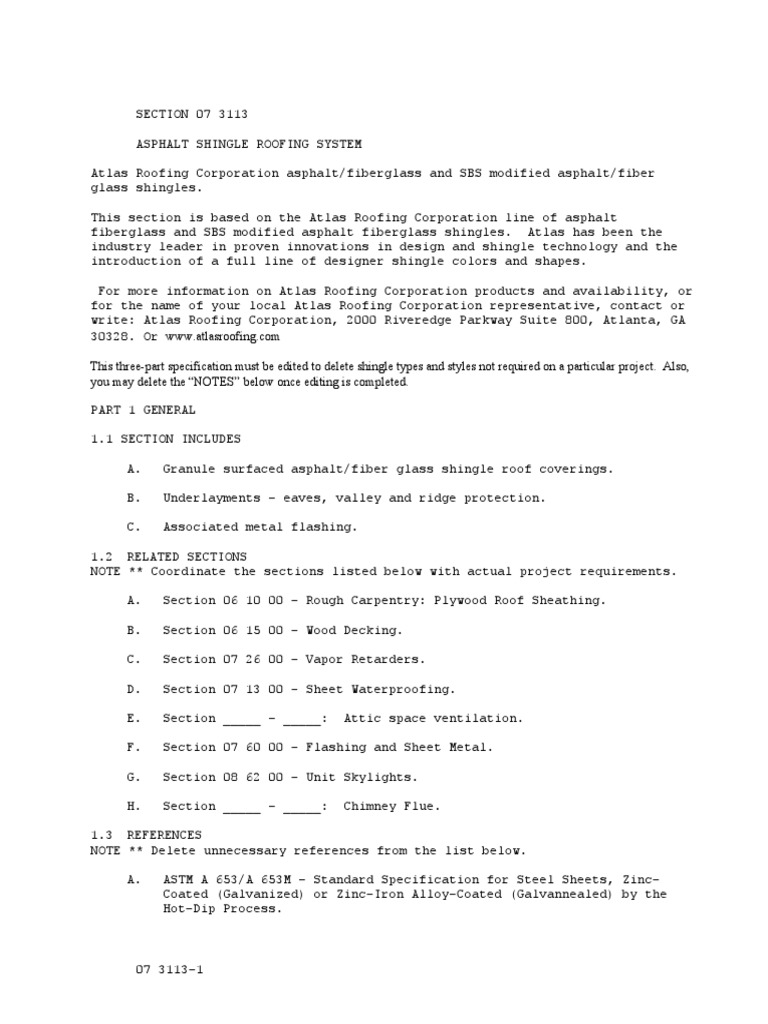 Asphalt Shingle Roofing Specs | PDF | Roof | Structural Engineering