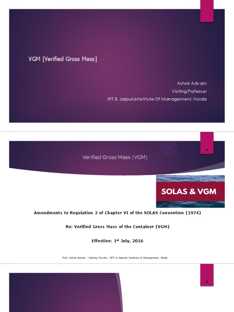 VGM (Verified Gross Mass) | PDF | Cargo | Bill Of Lading