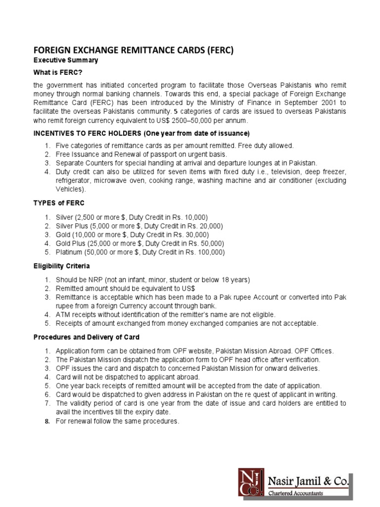 Foreign Exchange Remittance Cards (Ferc) | PDF | Remittance | Foreign ...