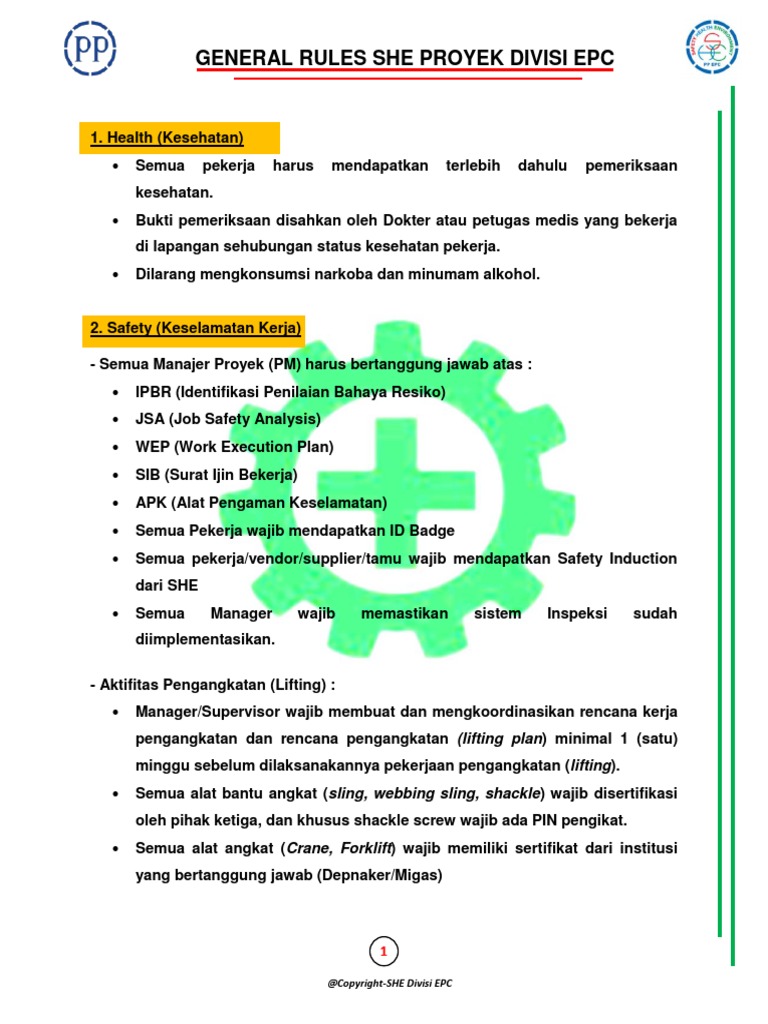 General Rules She Proyek Divisi Epc | PDF