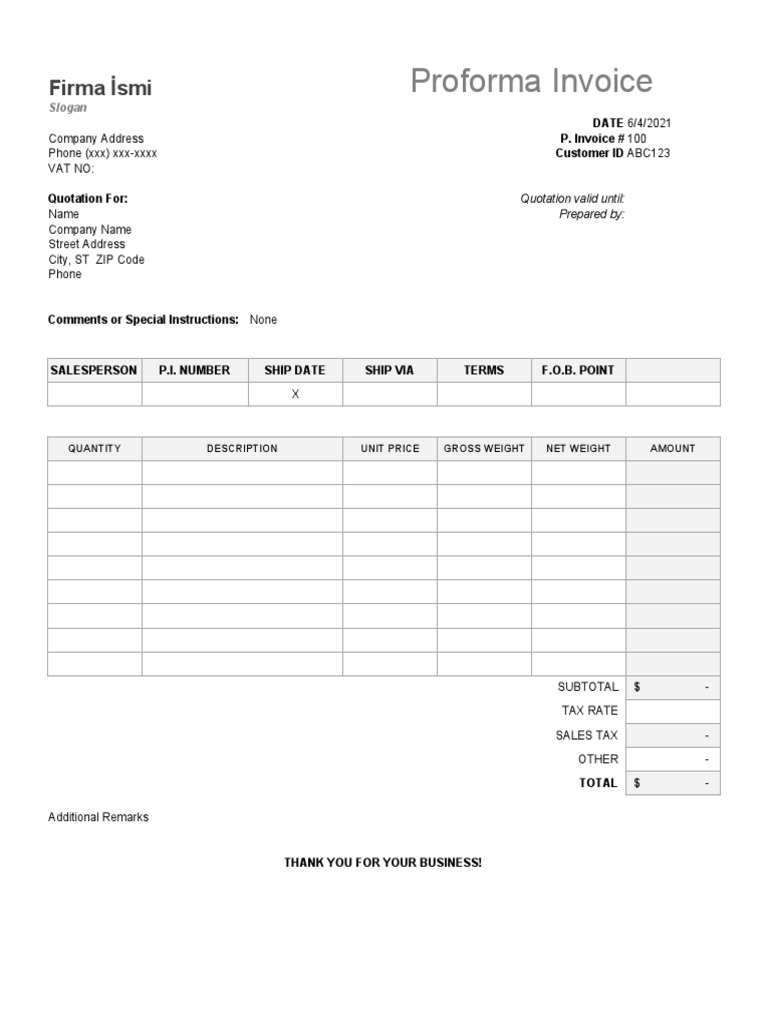 Proforma Invoice 01 | PDF
