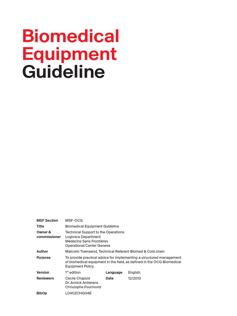 Biomed Guide | PDF | Biomedical Engineering | Médecins Sans Frontières