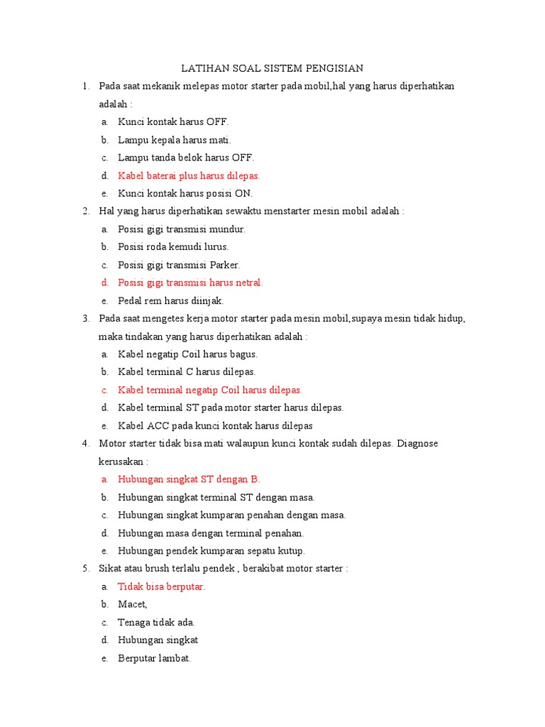 Latihan Soal Sistem Pengisian | PDF
